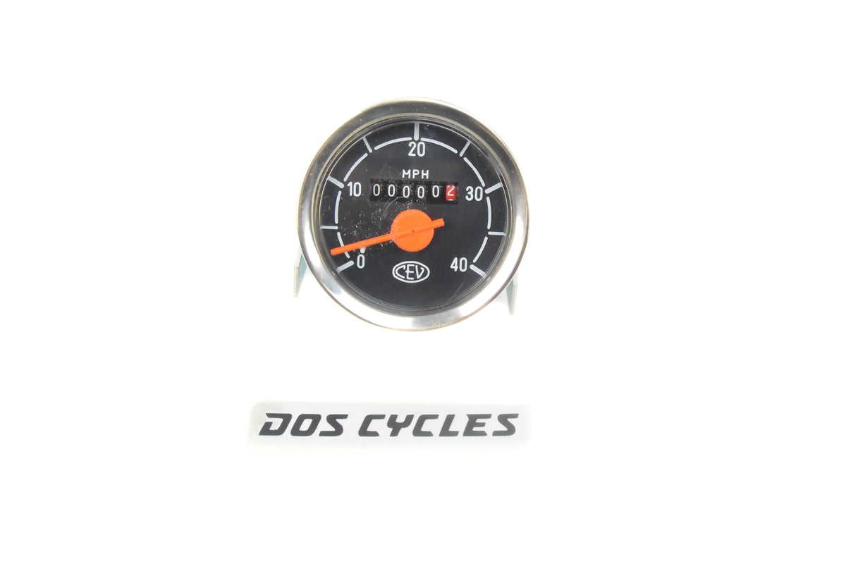 CEV Black and White 40mph Speedometer – Dos Cycles