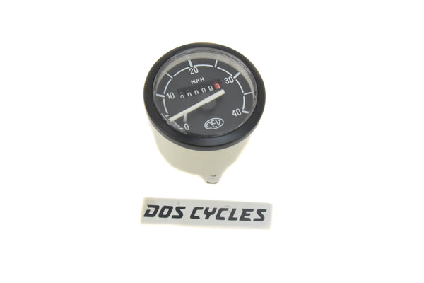 CEV Black and White 40mph Speedometer – Dos Cycles