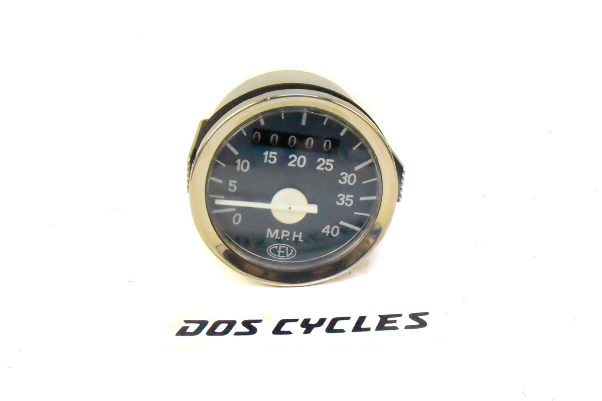 CEV Blue and White 40mph Speedometer – Dos Cycles